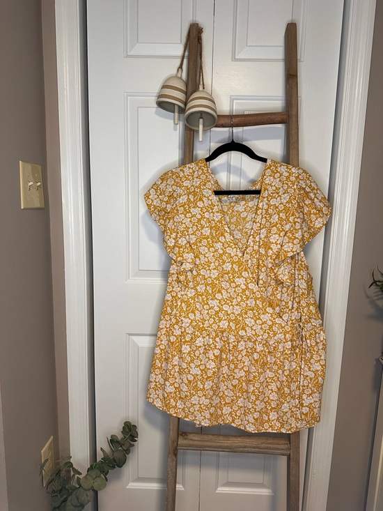 Skies Are Blue | Tops | Skies Are Blue Yellow Floral Wrap Blouse | Poshmark